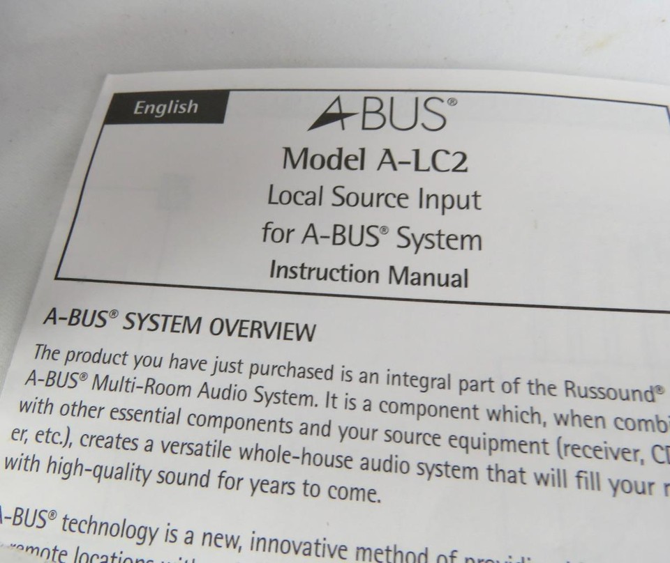 Russound A-LC2 Local Source Input A-Bus Audio System White NEW OPEN BOX ...