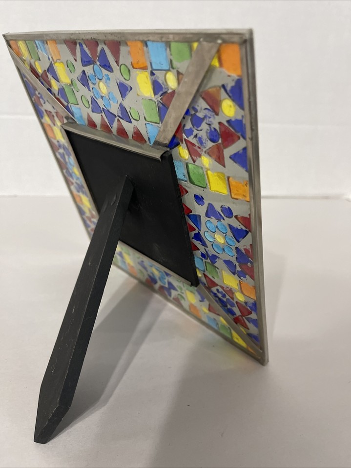 Mosaic Glass Tile Picture Frame Holds 3.5"x3.5" Photo Freestanding ...
