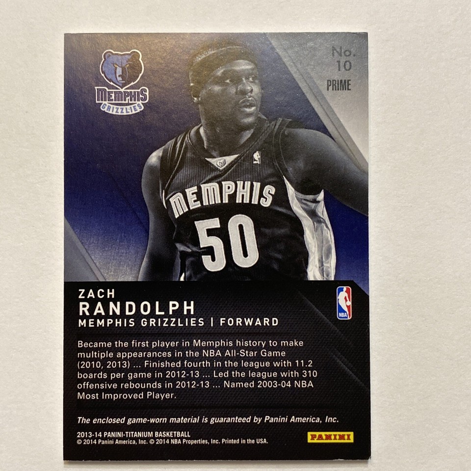Zach Randolph 2013 Panini Titanium Titanic Prime Patch /5 | eBay