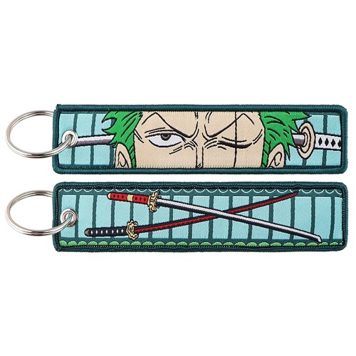 Roronoa Zoro One Piece Anime Green Embroidered Double Sided Key Tag ...