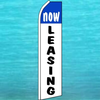 NOW LEASING FLUTTER FLAG Real Estate Advertising Sign Feather Swooper ...