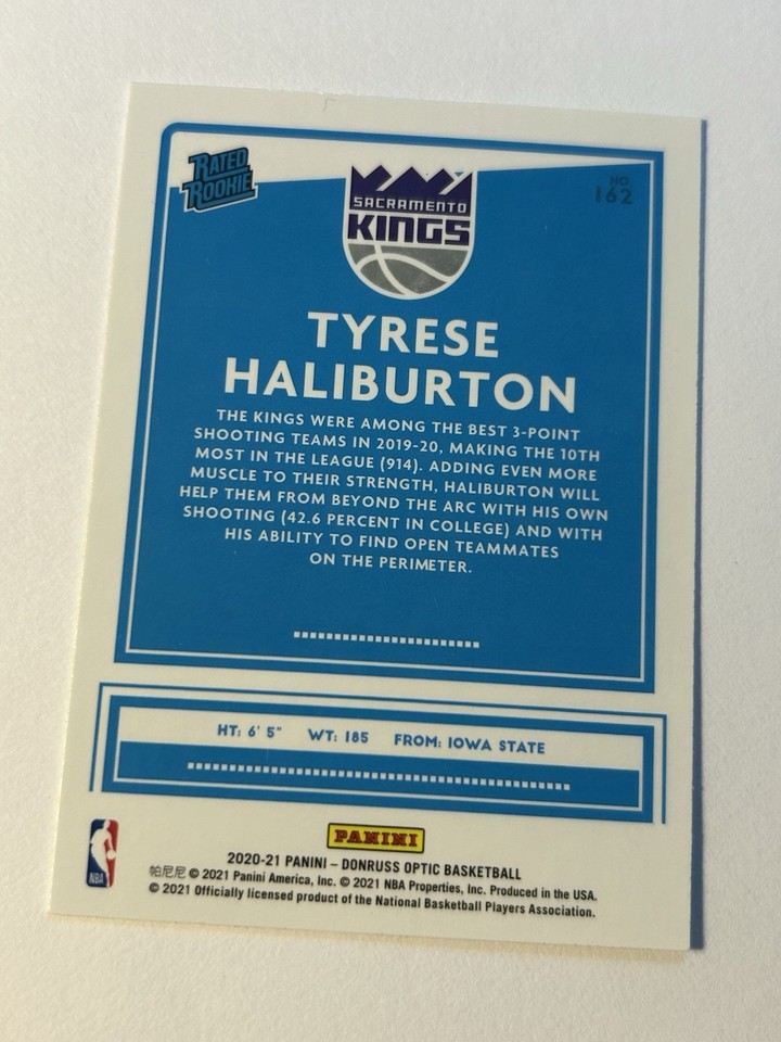 Tyrese Haliburton 2020-21 Panini Donruss Optic RATED ROOKIE CARD RC ...