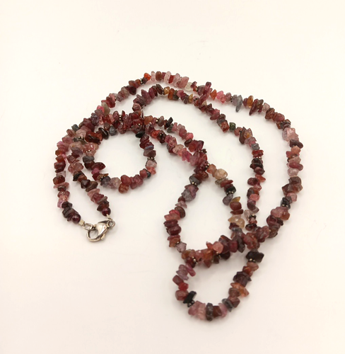 Ruby Chip Bead Gemstone Necklace Sterling Silver 925 Clasp Long ...
