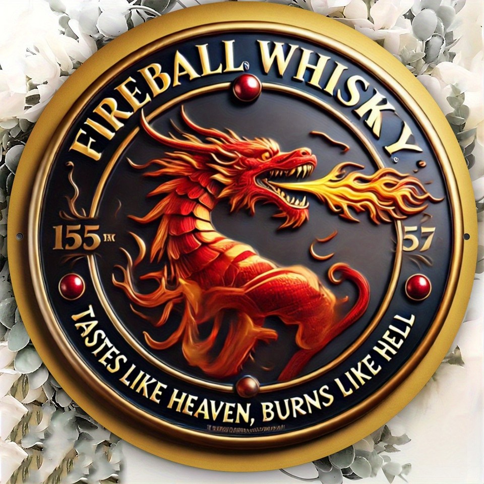 Tin Metal Sign Fireball Whiskey Dragon Emblem Aluminum Wall Art 8x8 | eBay