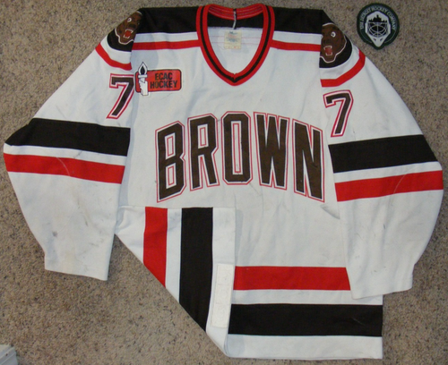 Brown University # 7, Joe Verderber, White, CCM, original NOB jersey ...