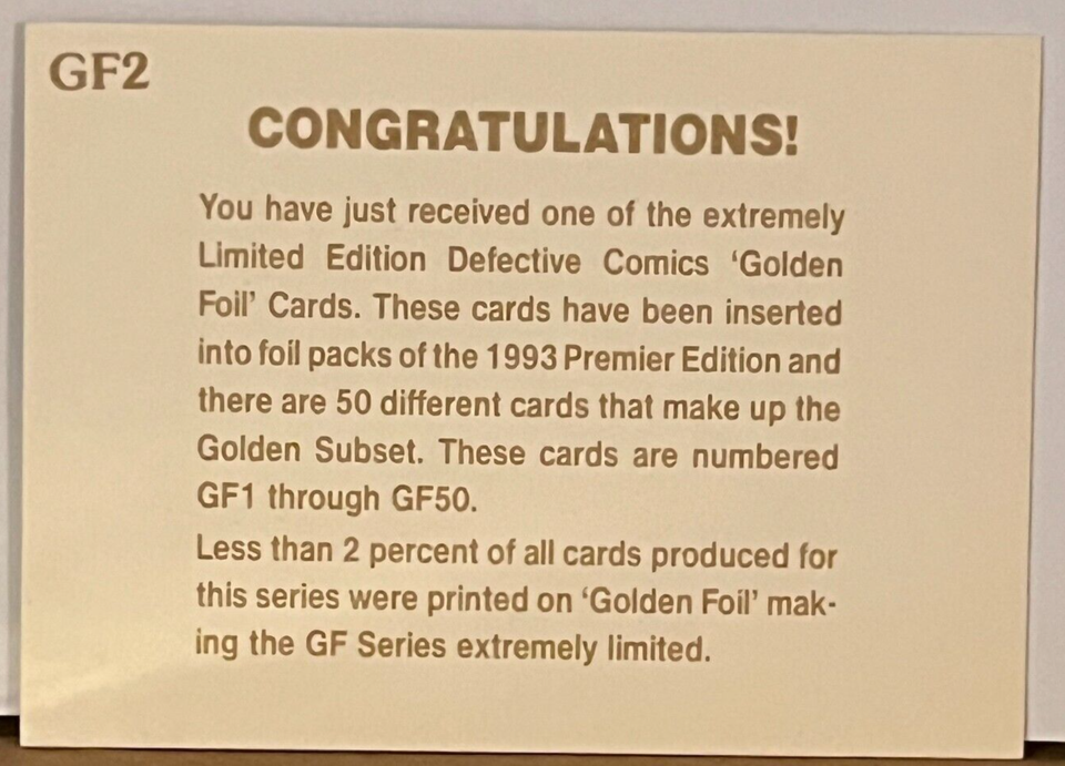 1993 DEFECTIVE COMICS GF2 Gold Foil Insert Card Drip Drop Comics | eBay