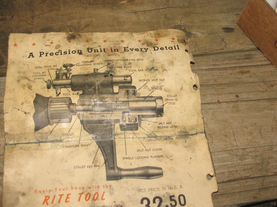 RITE TOOL COMMUTATOR ARMATURE CUTTER &4 COLLETS ELECTRIC MOTOR REPAIR ...