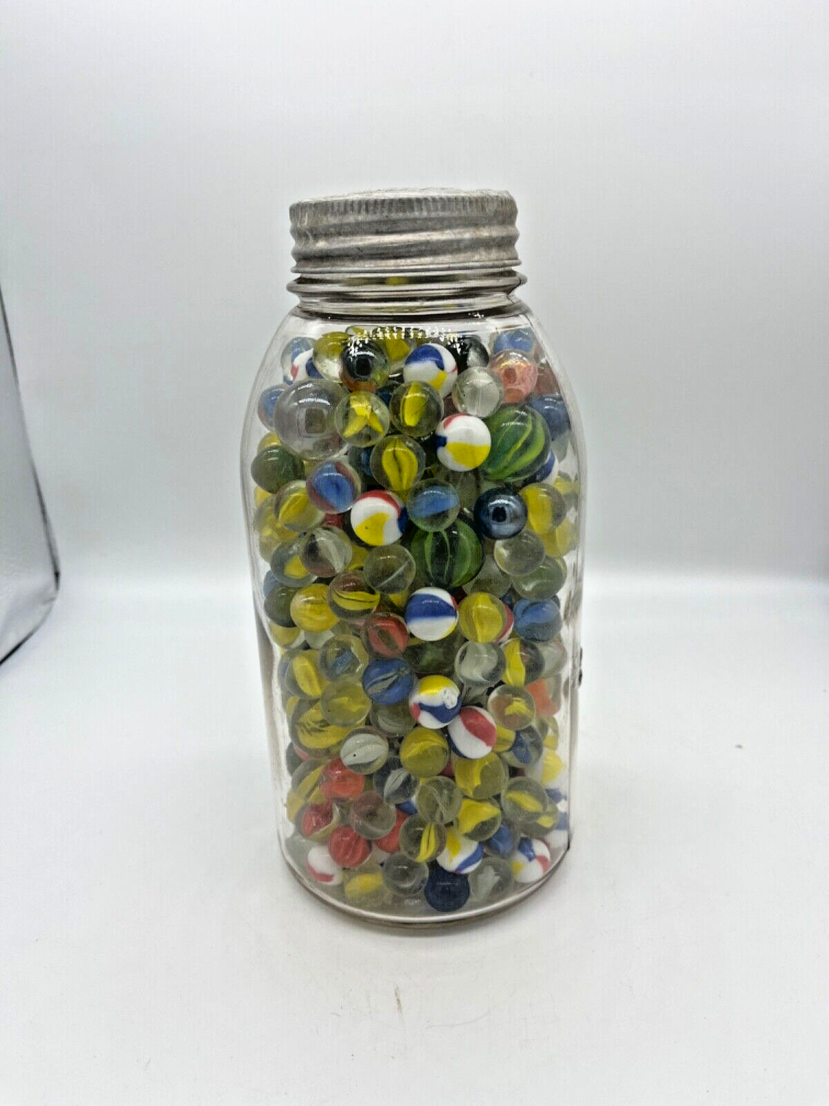 VTG large Atlas Strong Shoulder Mason jar full of vintage marbles | eBay