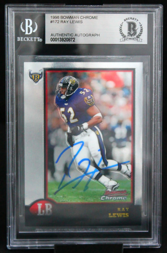 1998 Bowman Chrome #172 Ray Lewis Auto Baltimore Ravens Autograph ...