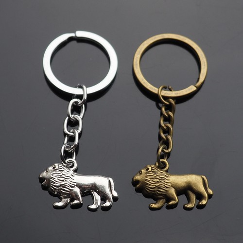 2x PCS - Lion Pendant Keychain Key Ring Chain Zoo Animal - Silver ...