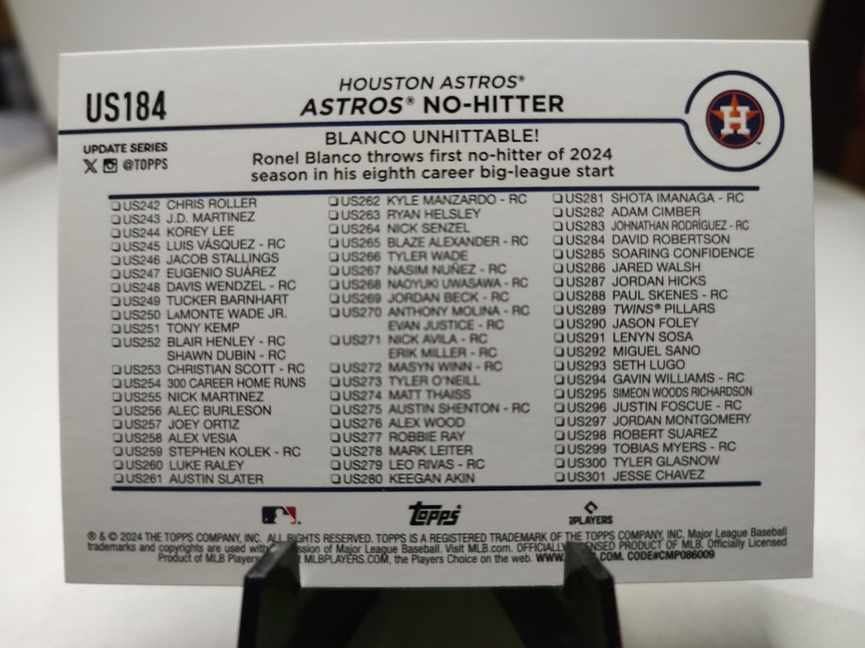 2024 Topps Update YELLOW PARALLEL Ronel Blanco ROOKIE #US184 - Houston ...