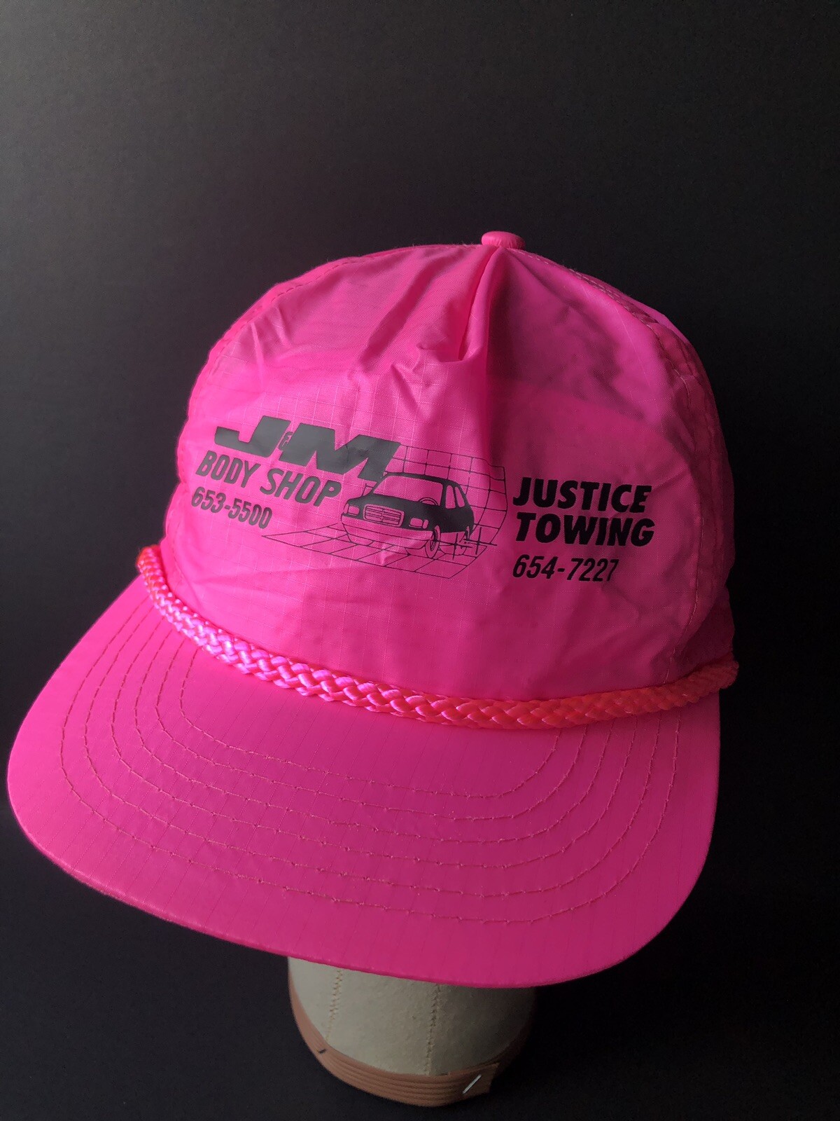1990's Neon Pink Trucker Snapback Hat Cap Vintage JM… - Gem