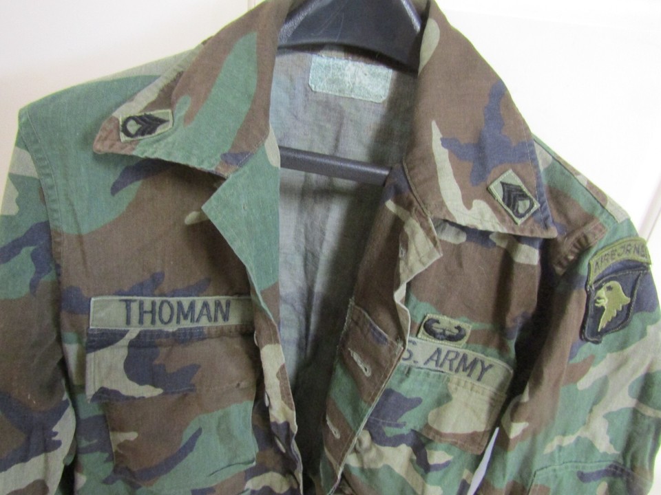 MILITARY BDU JACKET US ARMY SSG THOMAN 101ST AIRBORNE AIR ASSAULT WINGS ...