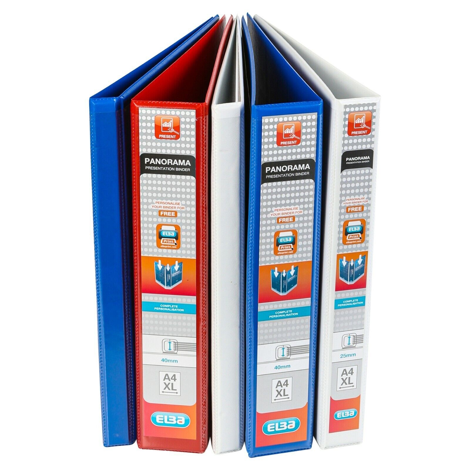 Elba A4 Folder Presentation Files Document Ring Binder Blue/Red/White ...