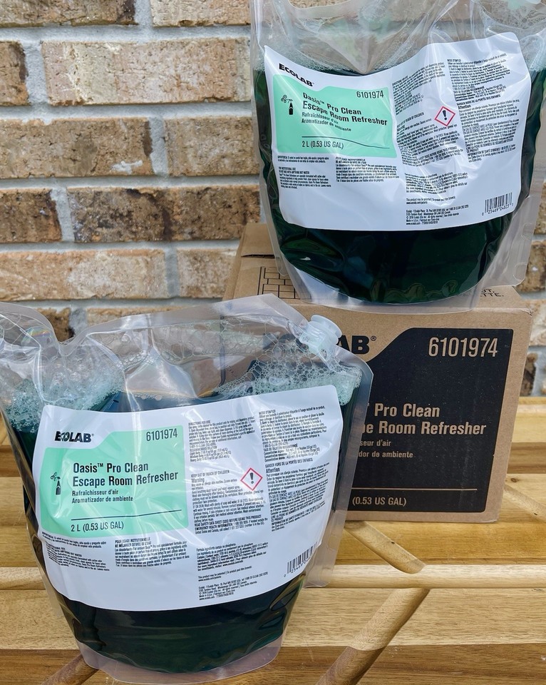 2 Bags 2 Liter Ea. ECOLAB 6101974 Oasis Pro Clean Escape Room Refresher ...