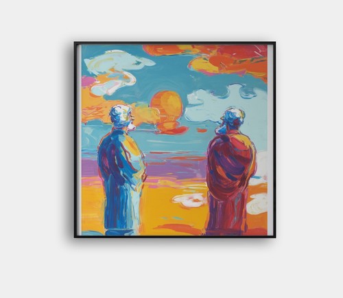 Two Sages Looking at Sunrise Peter Max | Art Giclee "Framed" 24x24 COA ...