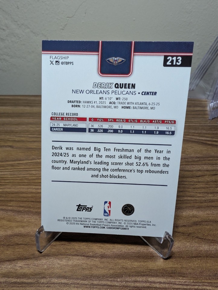 2025-26 Topps - Derik Queen Rookie (RC) PELICANS #213 | eBay