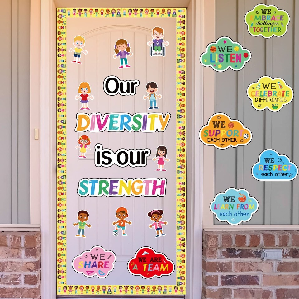 Diversity Bulletin Board Decoration Set Students Borders Cutouts School ...