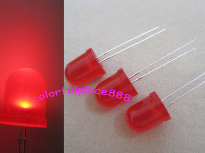 100pcs, 10mm Red Round Top Diffused Bright LED 5K MCD Leds Lamp Lights ...