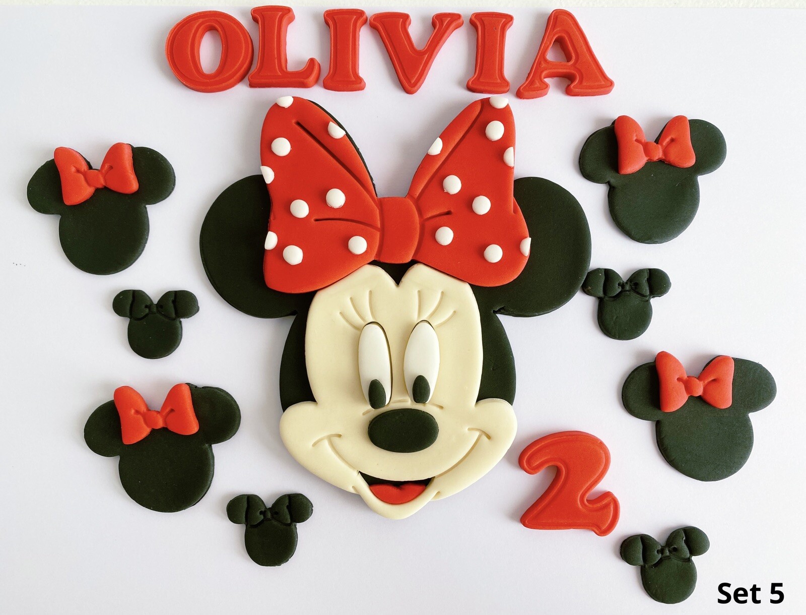 Edible Fondant Red Minnie Mouse Face Cake Topper Fondant Sugar Paste ...