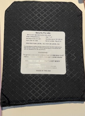 Sec Pro USA Hard Trauma Plate NIJ Level IIIA -7x9(Black) | eBay