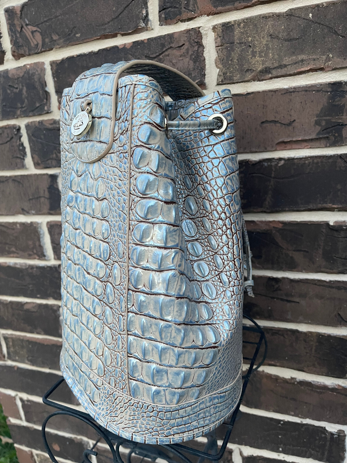 NWT $315 Brahmin Allie Sling Backpack Blue Haze Melbourne Leather grey ...