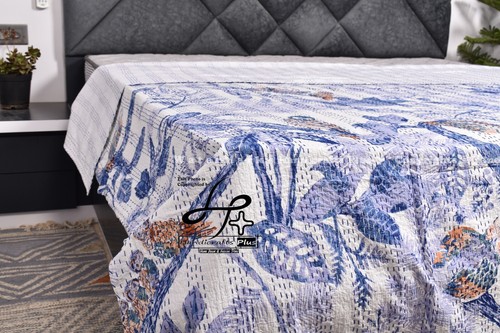 King Size Bedspread Indian Coverlet Bedding Bedsheet Blue Ralli ...