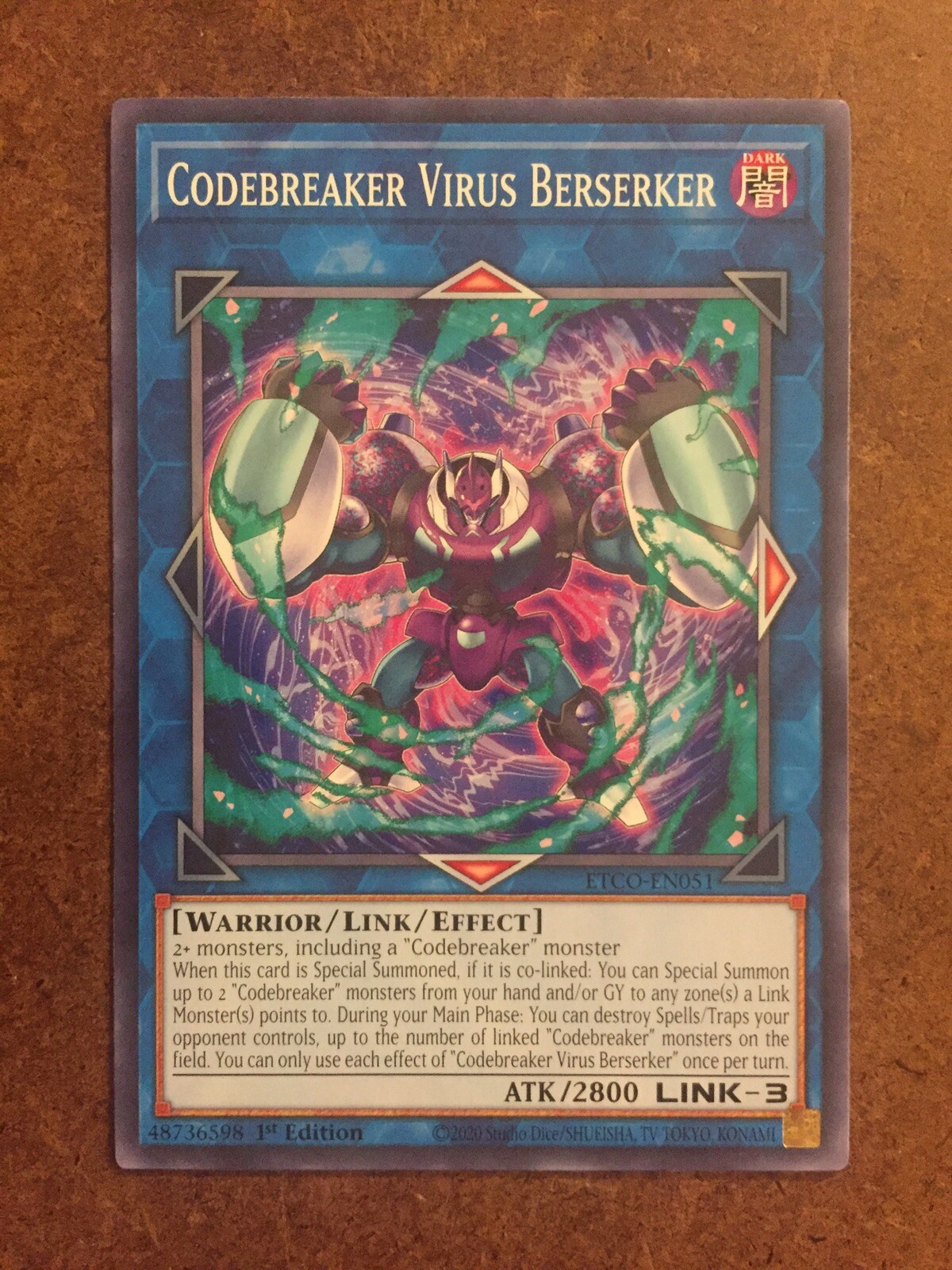 Codebreaker Virus Berserker ETCO-EN051 Yugioh Trading Card | eBay