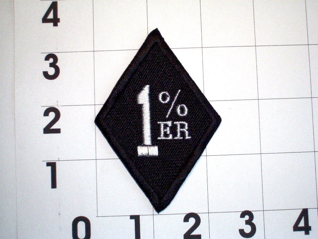 1% er One Percenter Biker Vest Motorcycle Patch Wht on Blk background ...