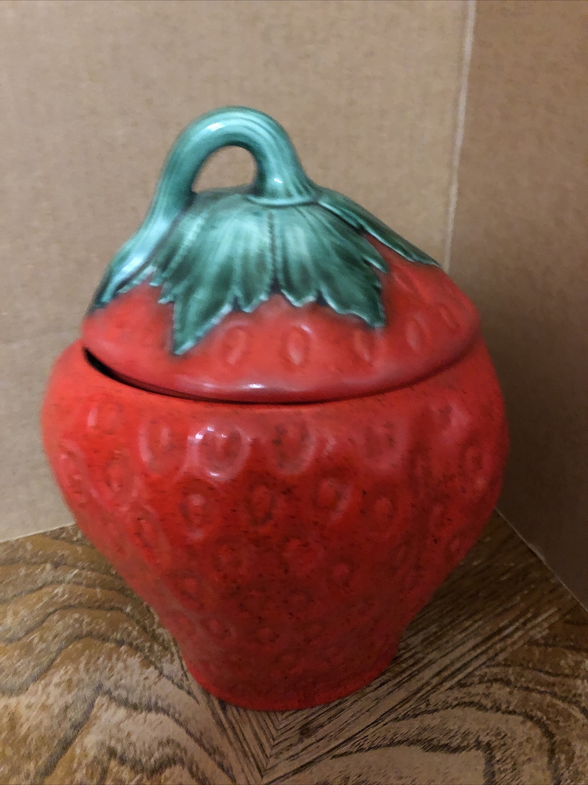 Vintage Ceramic Strawberry Cookie Jar Large 11" Tall Made 1970 So Cute ...