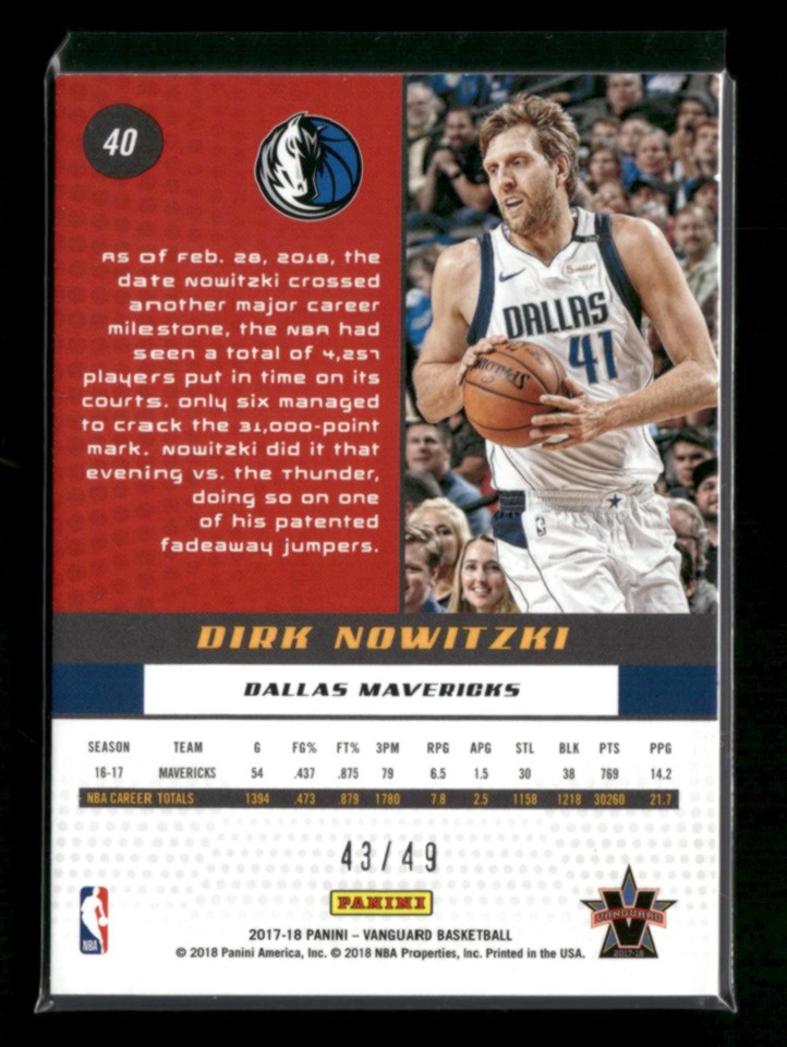 2017-18 Panini Vanguard #40 Dirk Nowitzki #/49 | eBay