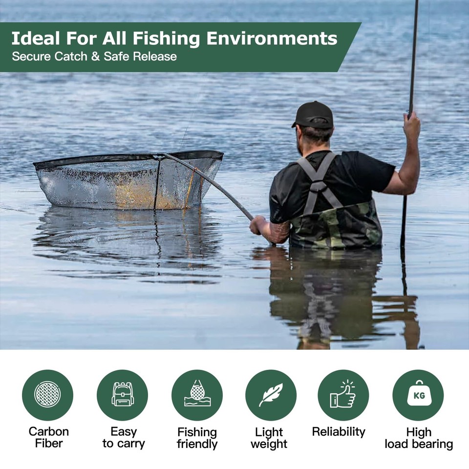 Landing Net for Carp Fishing, 42 Inch Extra Large Fishing Net, 6 Feet ...