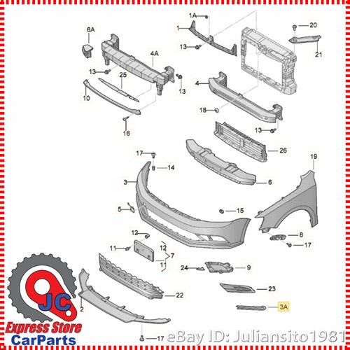 5C6807233 9B9 VOLKSWAGEN GENUINE JETTA FRONT BUMPER LEFT SIDE END CAP ...
