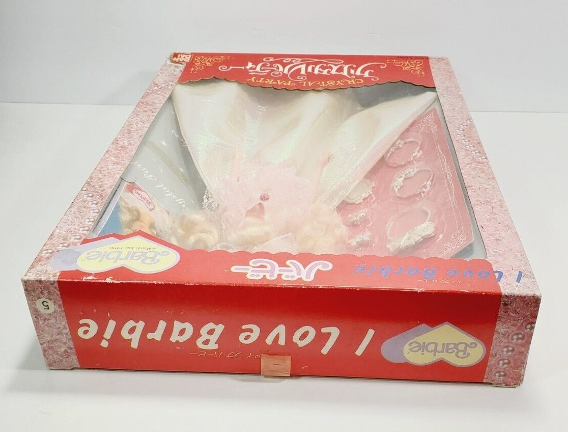 NEW 1990 Ban Dai Japan I Love Barbie Crystal Party Barbie Doll Mattel ...