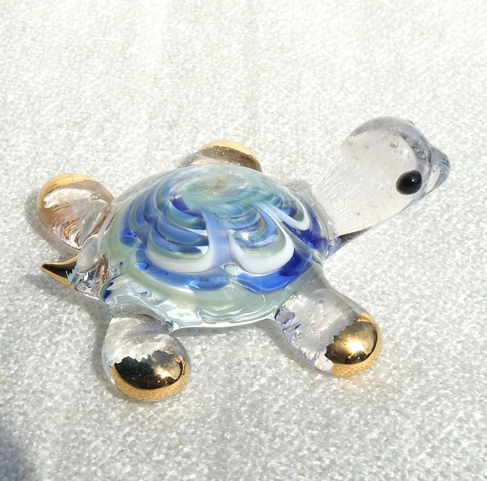 Blue Turtle handmade blown Glass figurine home decor - GIFT Cute | eBay