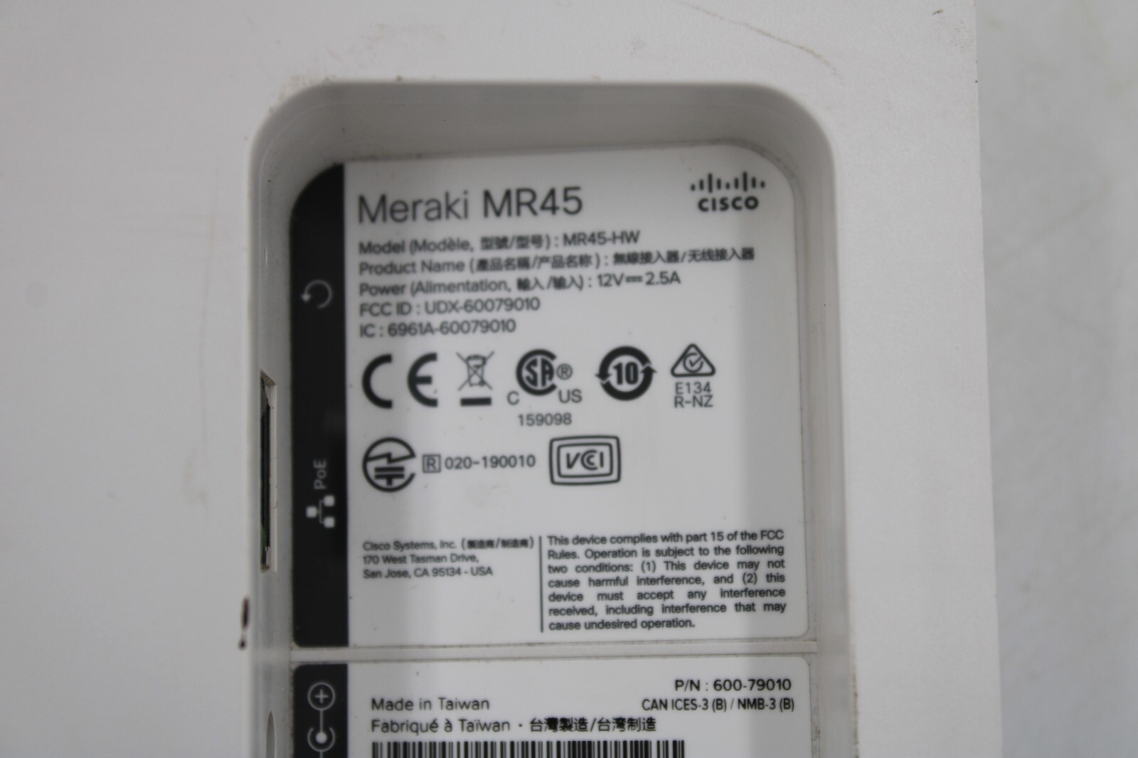 Cisco Meraki MR45-HW Cloud Managed MU-MIMO Unclaimed Wireless Access ...