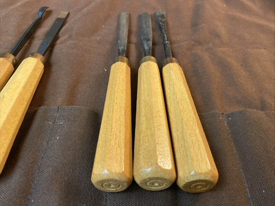 Set of 9 VINTAGE WOOD CHISEL GOUGE V-PARTING TOOLS CARVING TOOLS | eBay