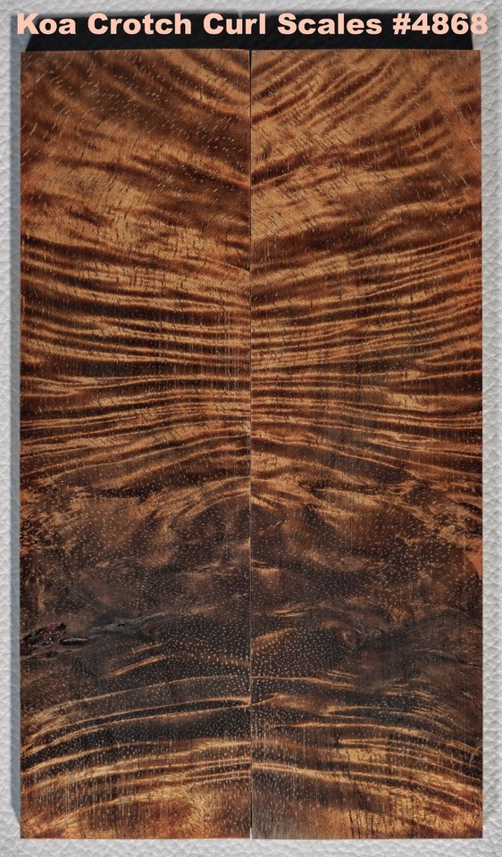 Beautiful Stabilized Koa Crotch Curl scales #4868, 5 11/16 x 1 11/16 x ...