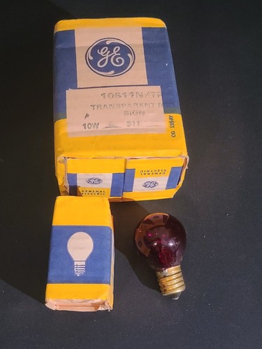 (LOT OF 6) GE 10w 10S11N/TR Transparent RED Sign Light Bulbs | eBay