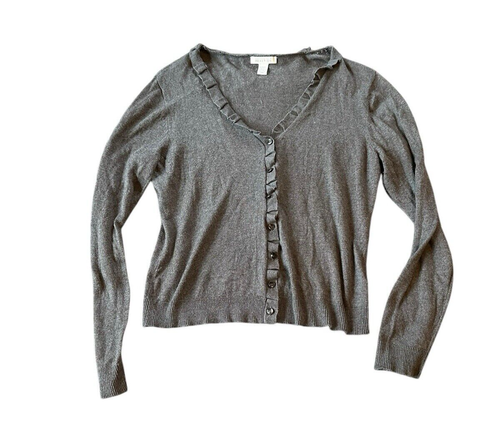 Kenneth Cole Reaction Cardigan/Sweater With Ruffled Neckline Size Large ...