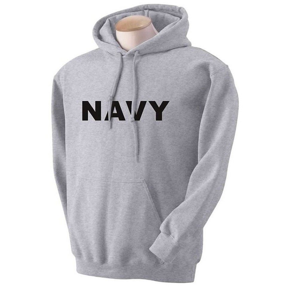 US "NAVY" Hooded Sweatshirt in Gray - Adult Small to 5X | eBay