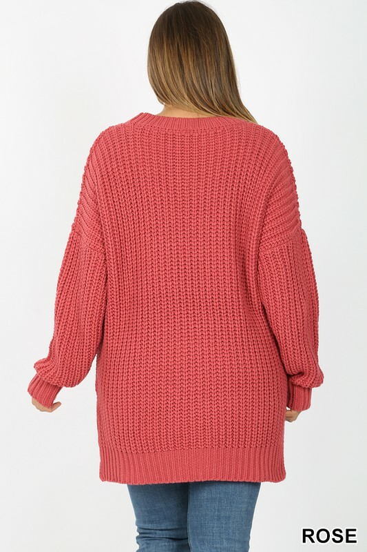 🍁 Plus Size Long Sleeve Sweater Dark Red 1XL🍂 | eBay