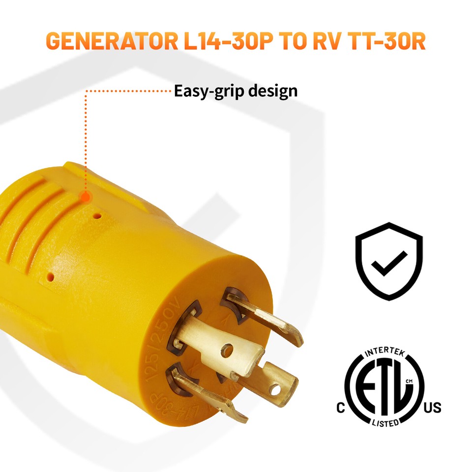 RV Trailer Generator Adapter 30 AMP 4-Prong L14-30P to TT-30R Plug ...