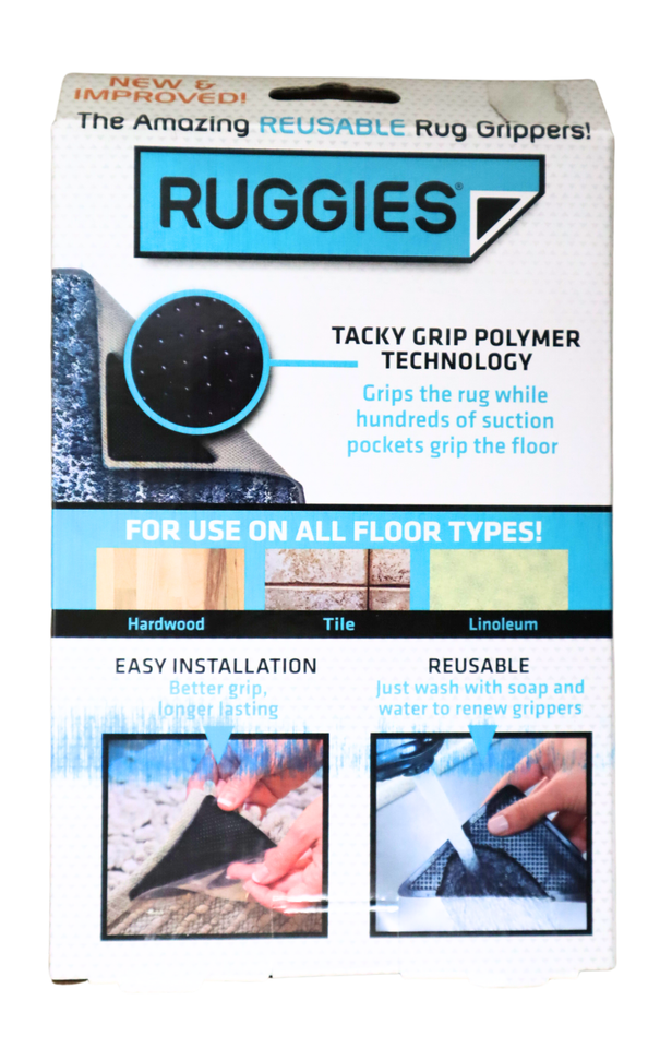 Ruggies Reusable Rug Grippers 8 Pack Stopper Pad Washable Carpet Floor ...