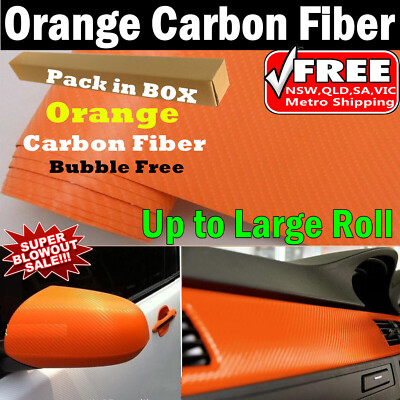 Orange Carbon Fiber Fibre Car Vinyl Wrap Vinyl Sticker Decals Vinyl ...
