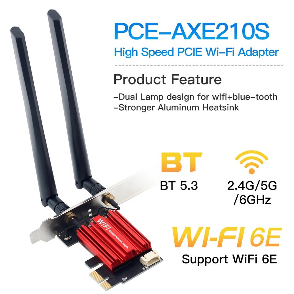 AX210 PCIE Wifi Adapter 5400Mbps Wireless Ethernet Network Card BT 2.4G ...