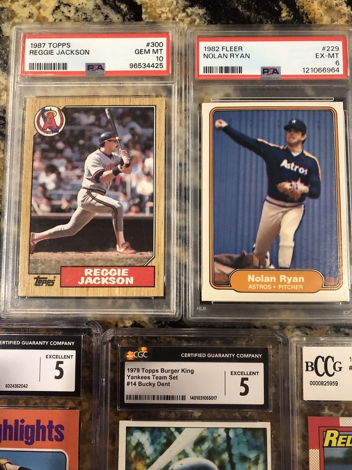 1970's-80's topps--PSA MLB LOT of 34--ROSE, RYAN, SCHMIDT, BO, "REGGIE ...