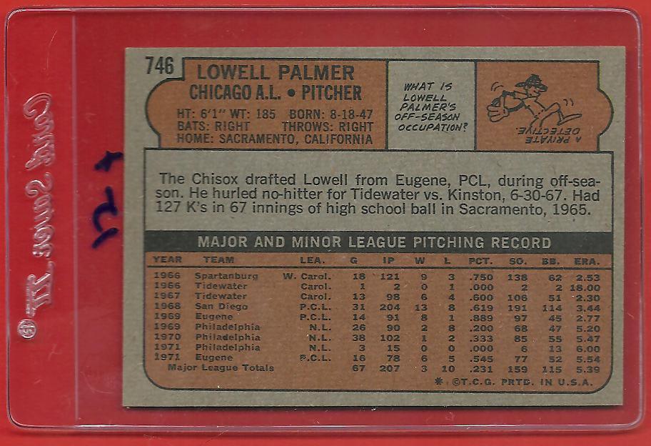 1972 TOPPS HIGH # 746 LOWELL PALMER FROM A SET BREAK MINT !! | eBay
