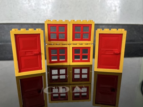 LEGO Large Windows and Doors with frames and Shutters - Yellow and Red ...