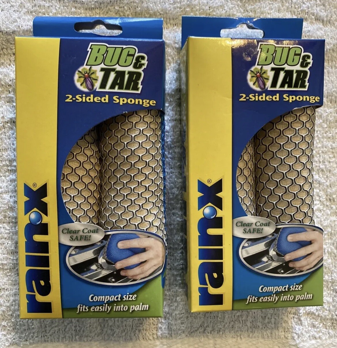 2 Pack Rain X Bug & Tar 2-Sided Sponge Clear Coat Safe Compact Size ...